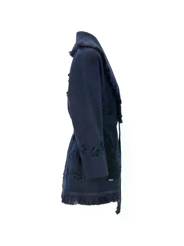 Alanui Embroidered Wool Cardigan With Fringed Trim