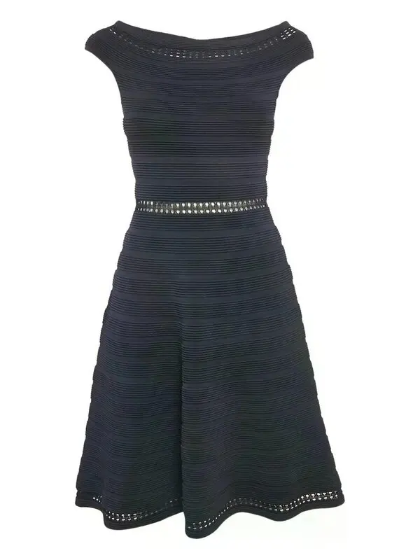 Sandro Openwork-trim Ribbed Midi Dres - Blue