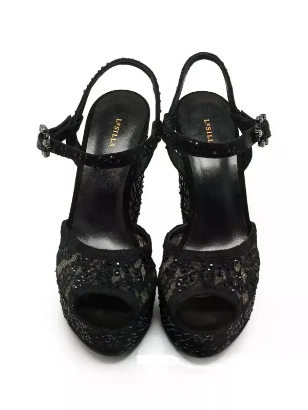 LE SILLA Crystal-embellished Lace Sandals