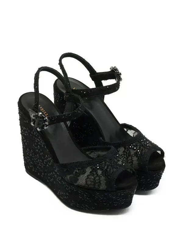 LE SILLA Crystal-embellished Lace Sandals