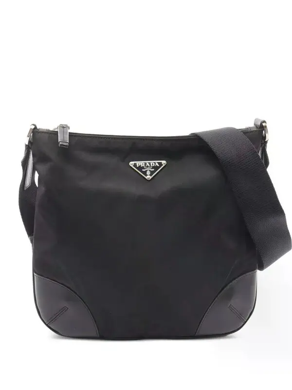 Prada Triangle Logo Shoulder Bag - Black