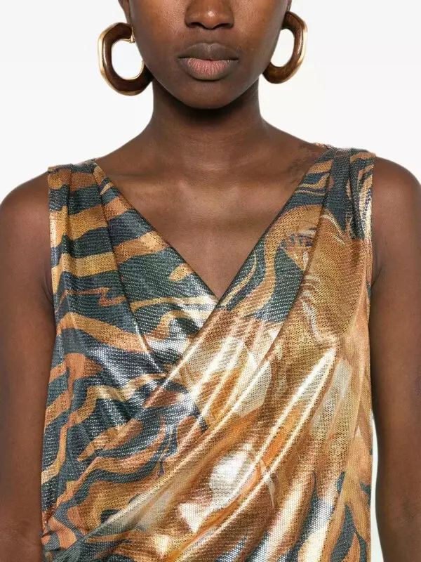 Alberta Ferretti Tiger-print Draped Mini Dress