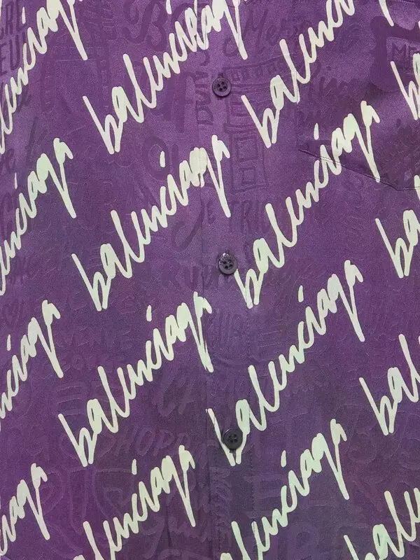 Balenciaga Scribbled-print Raw-cut Midi Shirt Dress