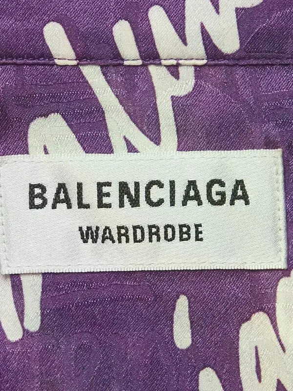 Balenciaga Scribbled-print Raw-cut Midi Shirt Dress