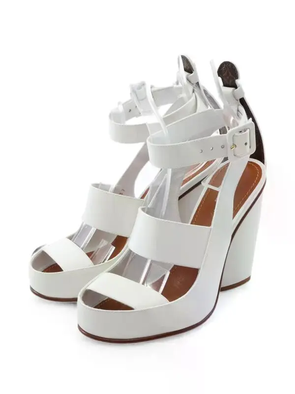 LOUIS VUITTON 2023 Trinity Strappy Platform Sandals - White