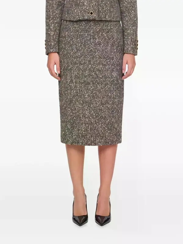Alessandra Rich Bouclé-knit Pencil Midi Skirt