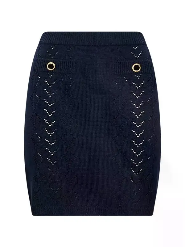 Alessandra Rich Pointelle-knit Button-detail Mini Skirt