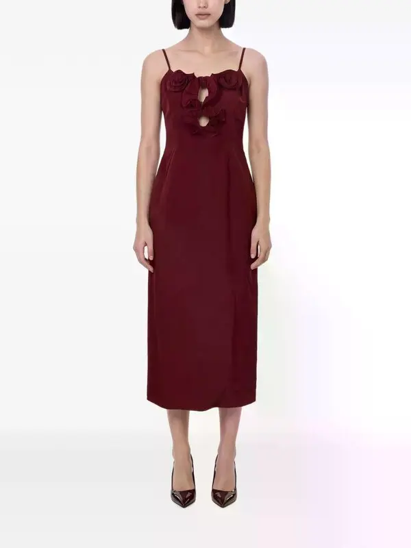 Magda Butrym Ruffled Floral-appliqué Dress - Red
