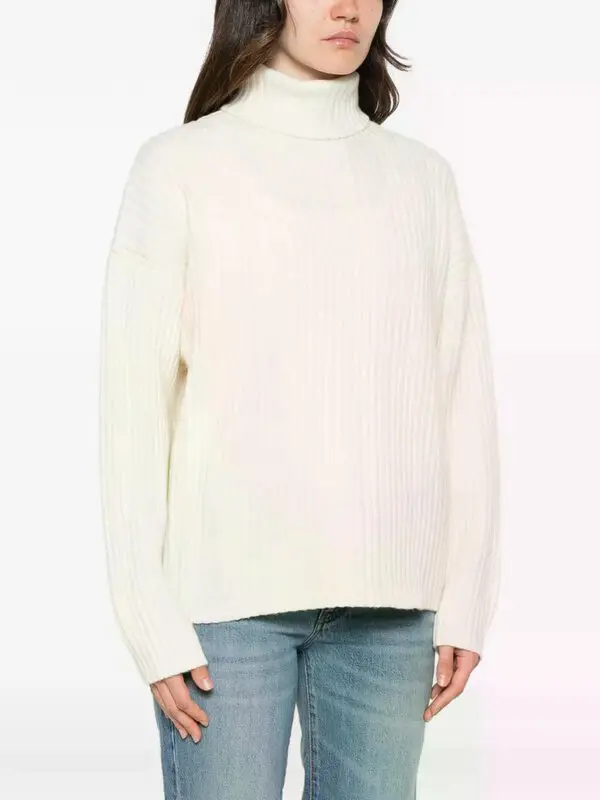 LOIS Alba Ribbed Knit Roll Neck Sweater - White
