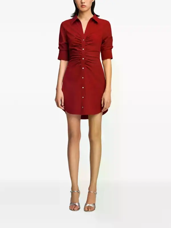 Cinq À Sept Elina Ruched Button-up Mini Dress