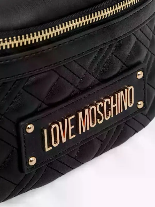 Moschino Quilted Logo Plaque Belt Bag