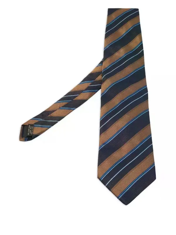 Ermenegildo Zegna Striped Silk Tie - Brown