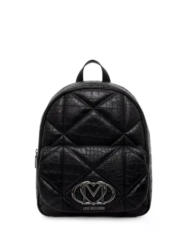 Moschino Croc-effect Quilted Backpack - Black