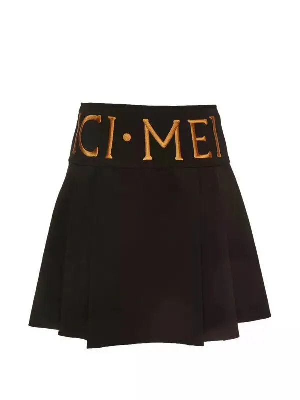 Moschino Embroidered-logo Pleated Mini Skirt - Black