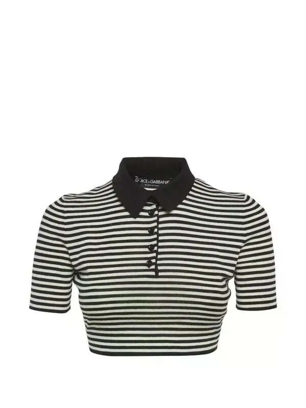 Dolce & Gabbana Striped Cropped Polo Top