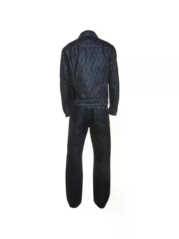 Fendi Ff Motif Denim Jacket And Jeans Set