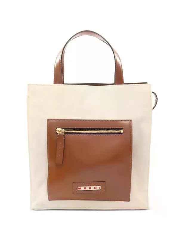 Marni Zipped Canvas Tote Bag - Neutrals