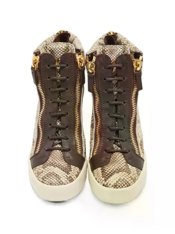GIUSEPPE ZANOTTI Python-embossed Wedge Sneakers