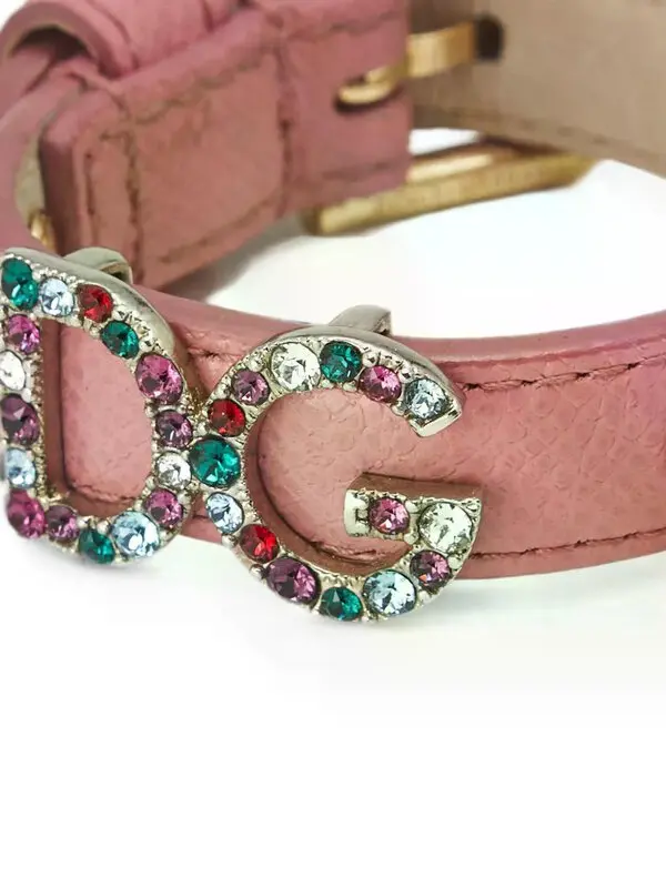 Dolce & Gabbana Dg Logo Crystal-embellished Bracelet - Pink