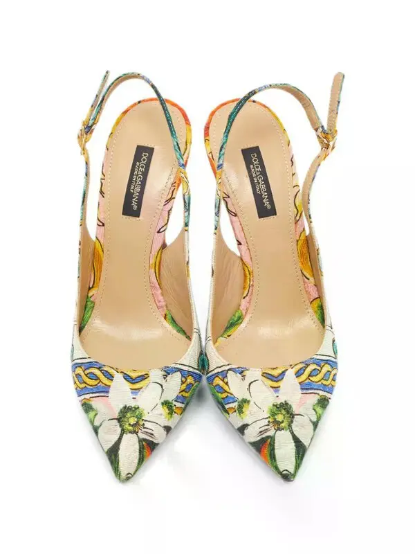 Dolce & Gabbana Floral-print Slingback Pumps