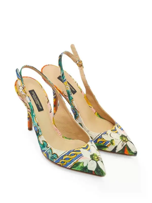 Dolce & Gabbana Floral-print Slingback Pumps