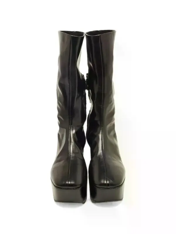 Prada Triangle Logo Platform Ankle Boots