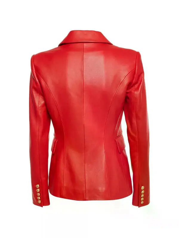 Balmain Double-breasted Leather Blazer