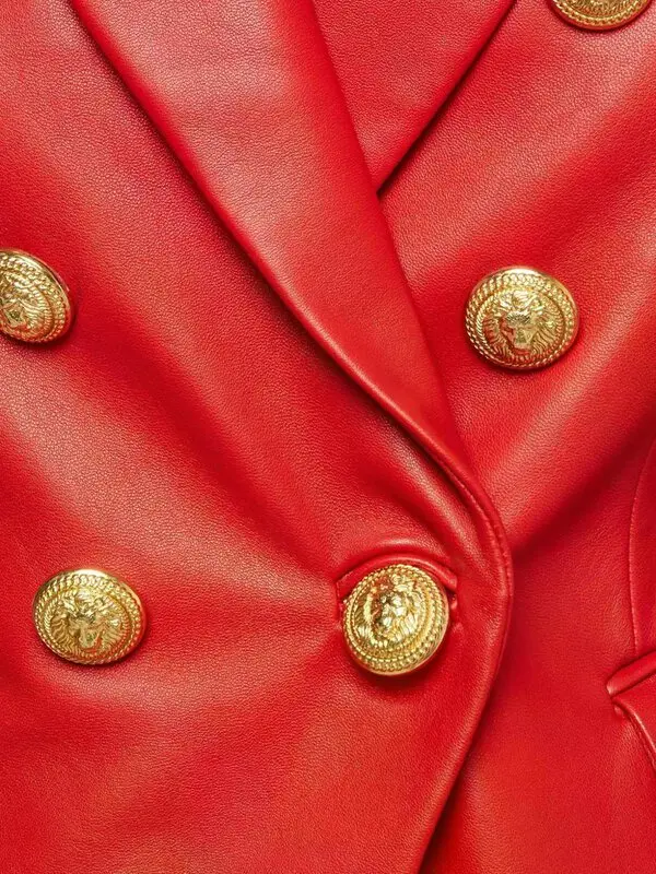 Balmain Double-breasted Leather Blazer