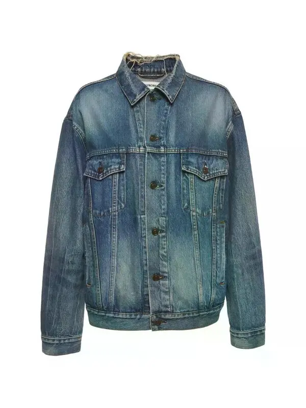 Balenciaga Logo-print Denim Jacket - Blue