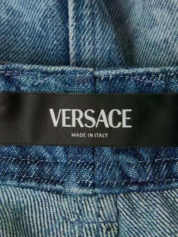 Versace Baroque-print Denim Skirt