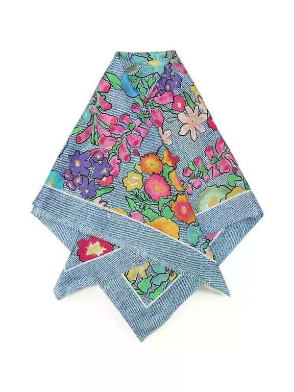 Kurt Geiger Floral-print Denim-effect Scarf