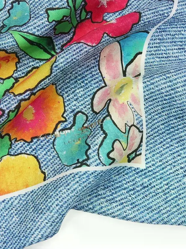 Kurt Geiger Floral-print Denim-effect Scarf