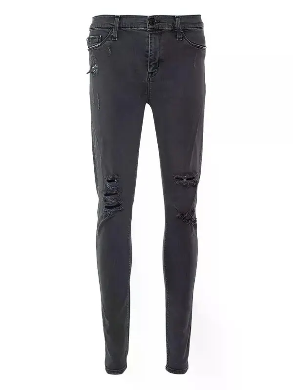 Hudson Jeans Distressed Straight-leg Jeans - Grey