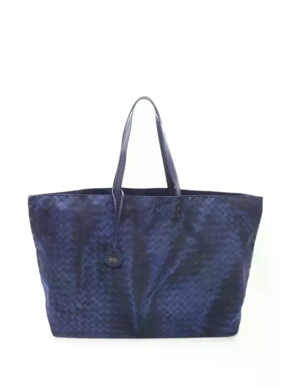 Bottega Veneta 2010s Illusion Intreccio Tote Bag - Blue