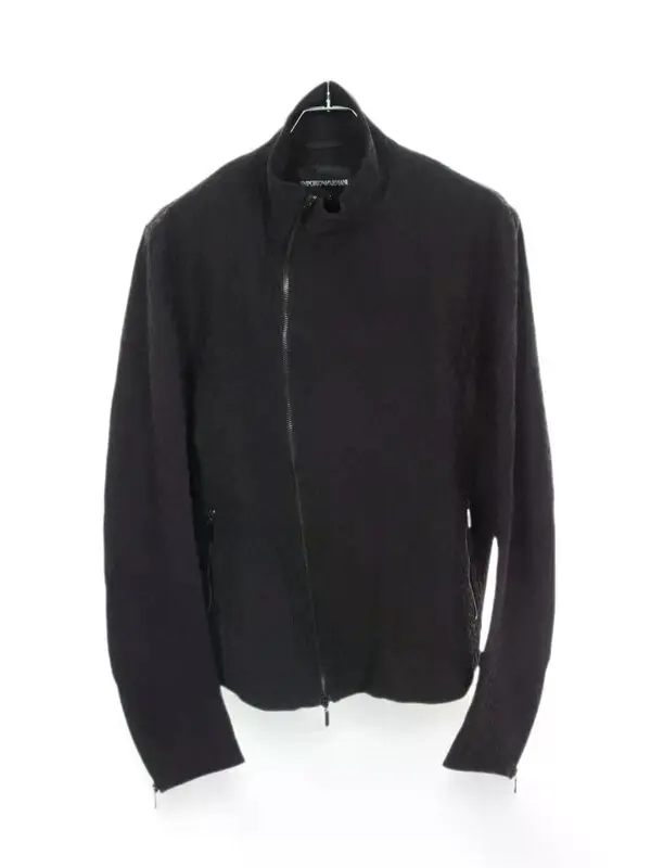 Emporio Armani Patterned Zip-up Jacket - Black