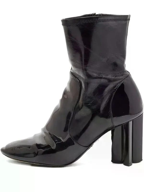 LOUIS VUITTON Patent-leather Block-heel Boots - Black