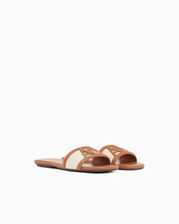 Armani Exchange Canvas And Logo Flat Sandals