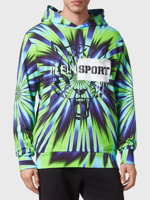 PLEIN SPORT Relaxed Fit Hoodie With All-over Optical Print