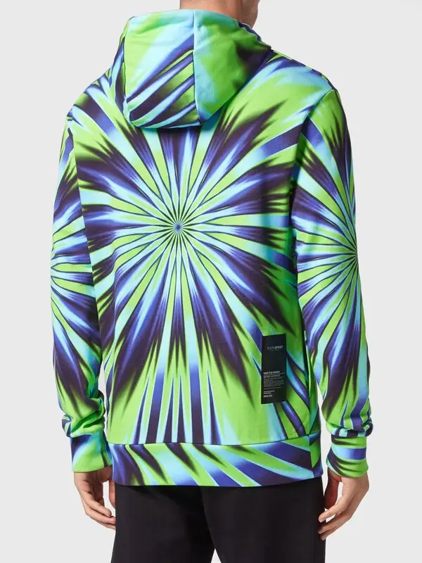 PLEIN SPORT Relaxed Fit Hoodie With All-over Optical Print