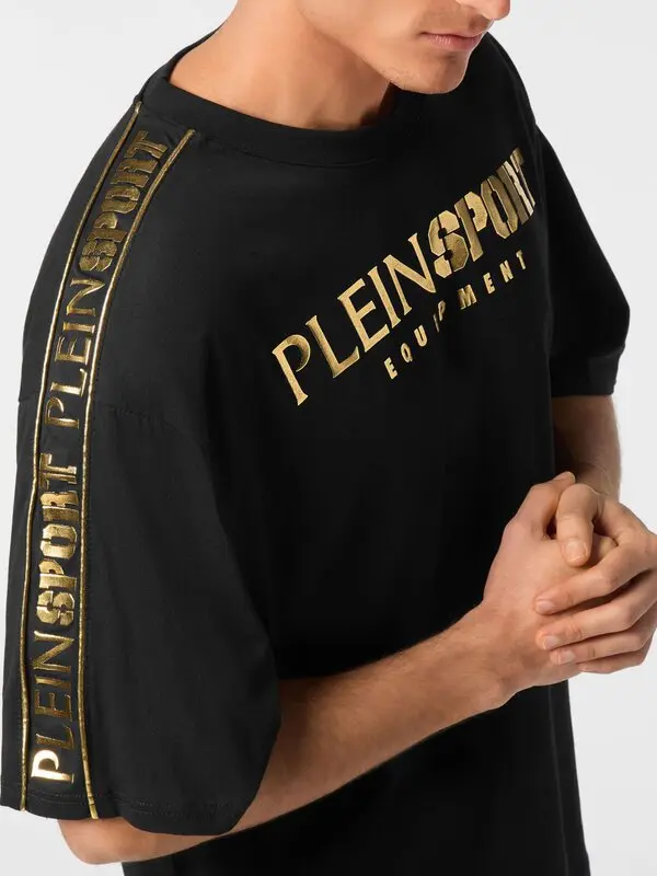 PLEIN SPORT Jersey T-shirt With Contrasting Laminated Logo