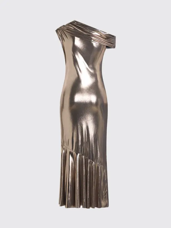 COLLINI MILANO 1937 Anna One-shoulder Lamé Jersey Midi Dress