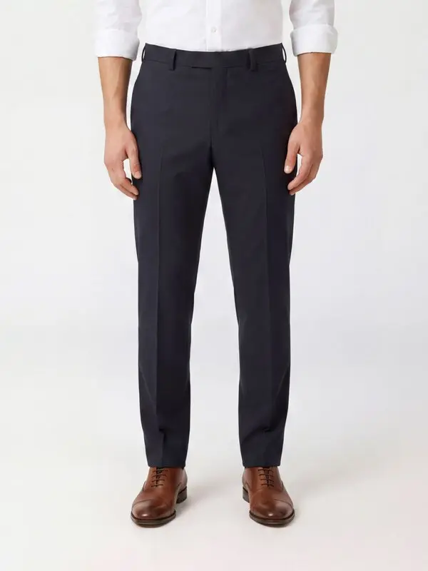 PT TORINO Slim Fit Trousers In Virgin Wool With An Off-center Closure - Blue