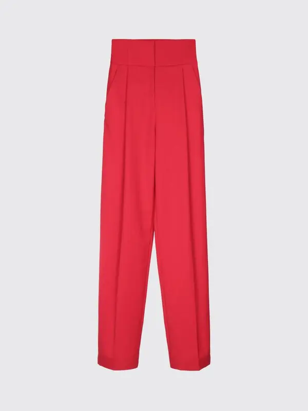 Elisabetta Franchi High-waisted Virgin Wool Gabardine Palazzo Pants - Red
