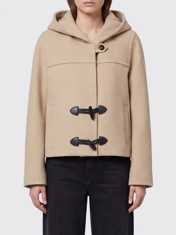 Isabel Marant Étoile Short Cotton Duffle Coat With Hood And Leather Inserts - Beige