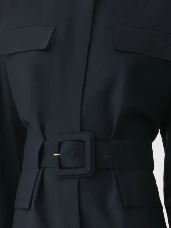 Fabiana Filippi Wool-blend Midi Shirt Dress With Belt - Blue
