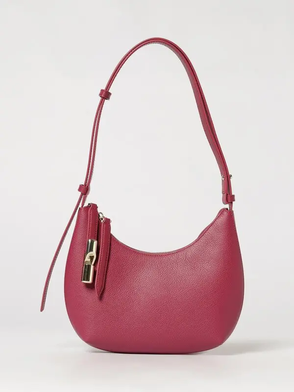 Furla Hobo Bag In Hammered Calfskin With Adjustable Shoulder Strap - Brown