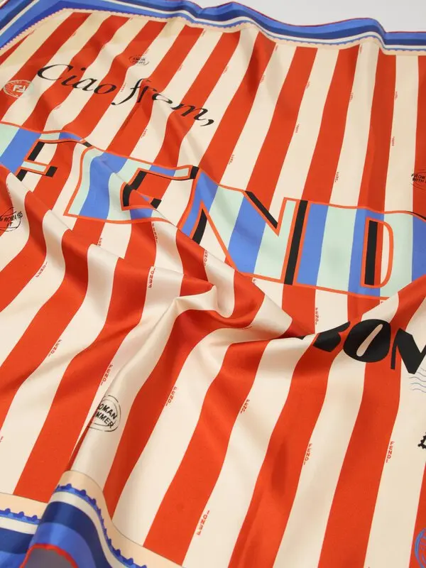 Fendi Square Silk Foulard With A Two-tone Striped Pattern