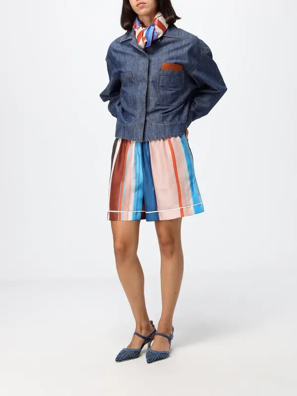 Fendi Square Silk Foulard With A Two-tone Striped Pattern