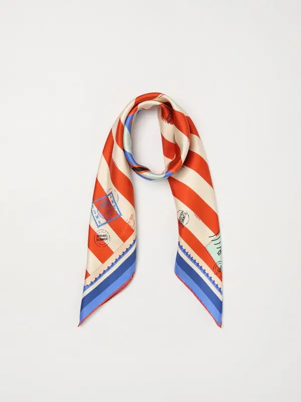 Fendi Square Silk Foulard With A Two-tone Striped Pattern