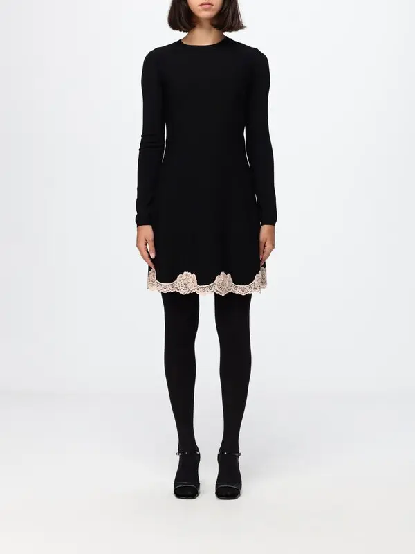 Valentino Garavani Crêpe Sheath Mini Dress With Lace Inserts
